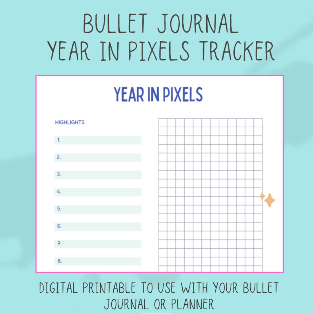 Bullet Journal Year in Pixels Tracker Digital Print - Etsy