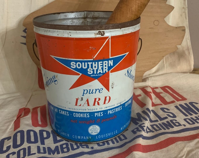 Southern Star Lard Pail Can, 8 Lb Tin Bucket, Vintage Louisville KY ...