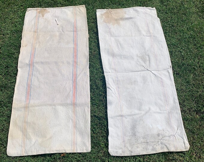 Two Vintage Grain Sacks AGED Cutters, Seamless Extra Heavy Cotton ...