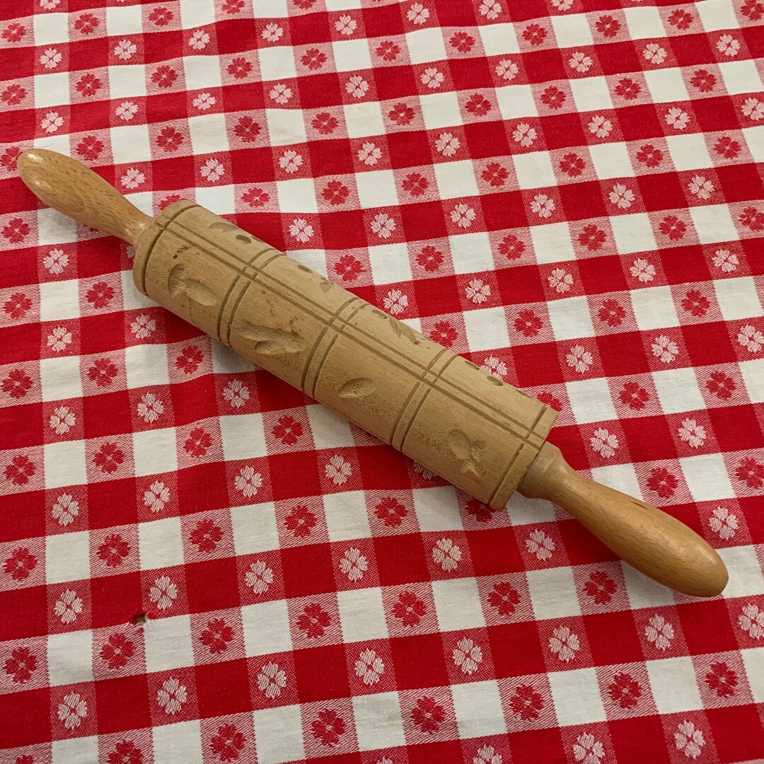 Carved Wooden Rolling Pin, Springerle Cookies, Vintage German Farmhouse ...