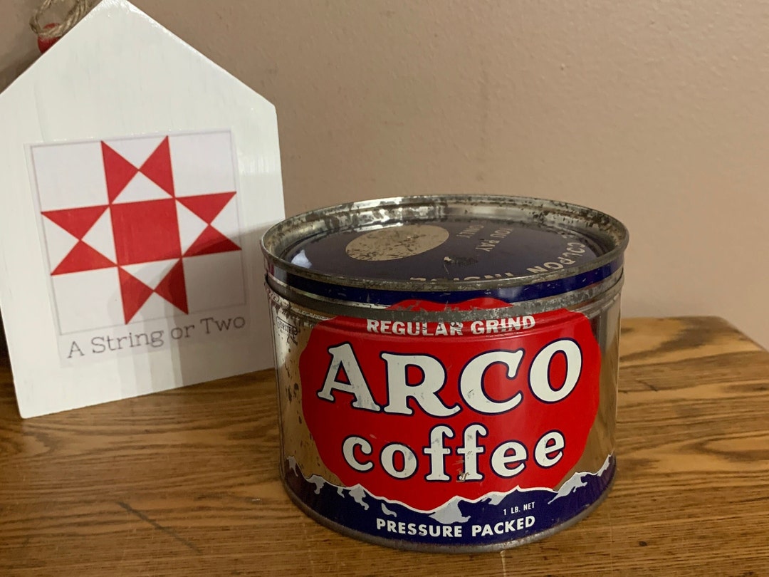 Vintage ARCO Coffee Tin, 1 Lb Metal Can W Lid, Andresen Ryan Coffee Co ...