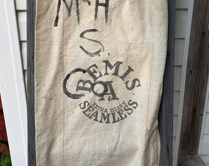 Vintage CUTTER Bemis A Grain Sack Extra Heavy Seamless, Large Cotton ...