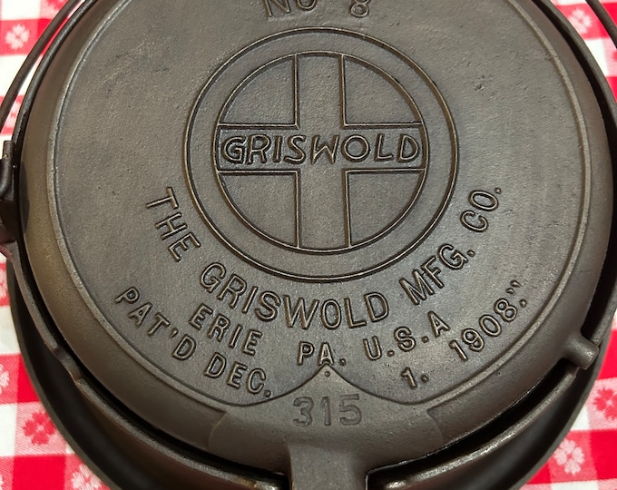 Antique 1908 GRISWOLD Slant Logo Cast Iron Waffle High Base Pan ...