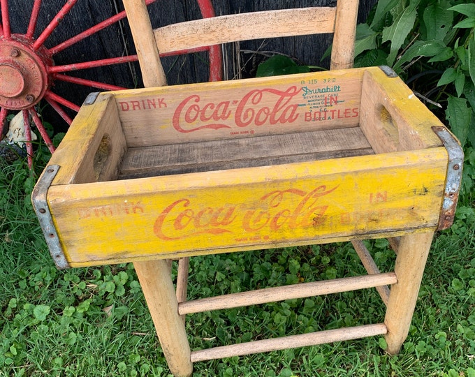 1966 Vintage Coca Cola Crate, Yellow Wooden Coke, Durabilt Soda Case ...