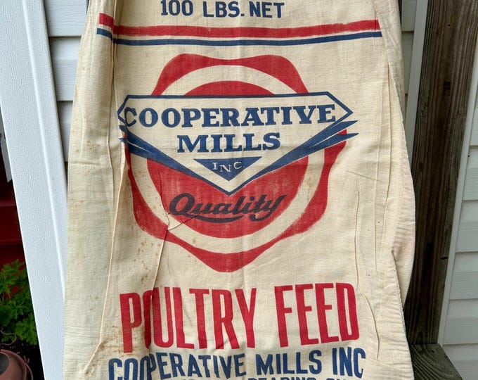 Vintage Feed Sack Cooperative Mills Poultry Chicken Cloth Feedsack ...