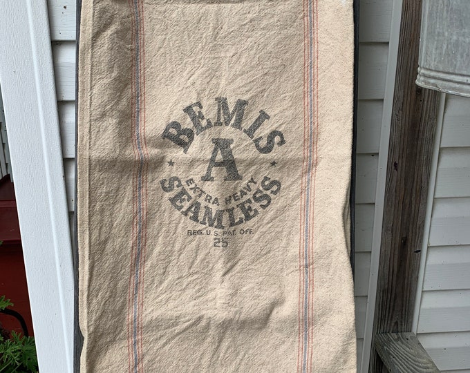 Vintage Bemis A Grain Sack Extra Heavy Seamless, Large Cotton Canvas ...