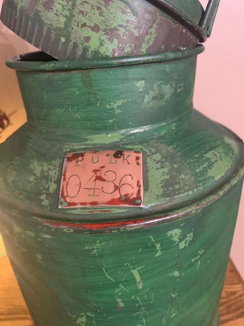 Vintage Milk Pail With Lid Green Painted Galvanized Metal - Etsy