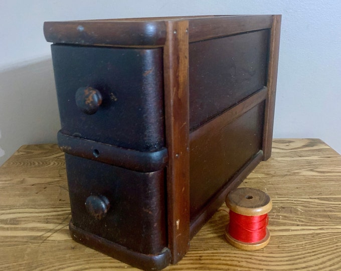 Antique Sewing Machine Drawers, Two Stacked Oak Wood Treadle Machine ...