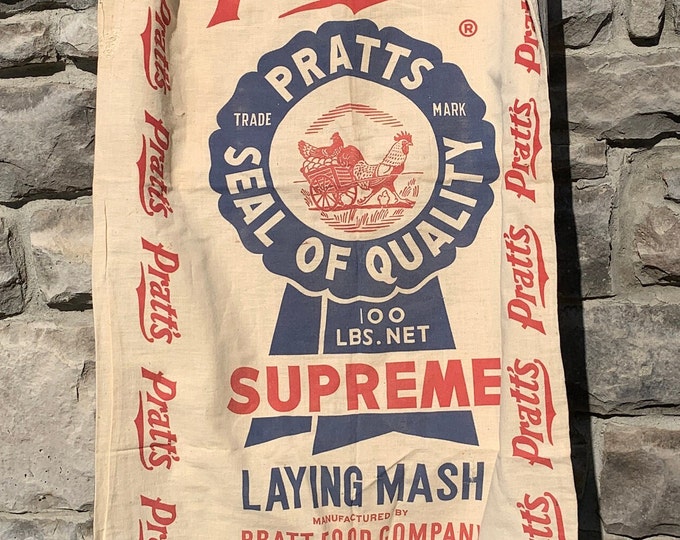 Chicken Feed Sack, Vintage Pratts LAYING MASH, Chicken Hen Rooster ...
