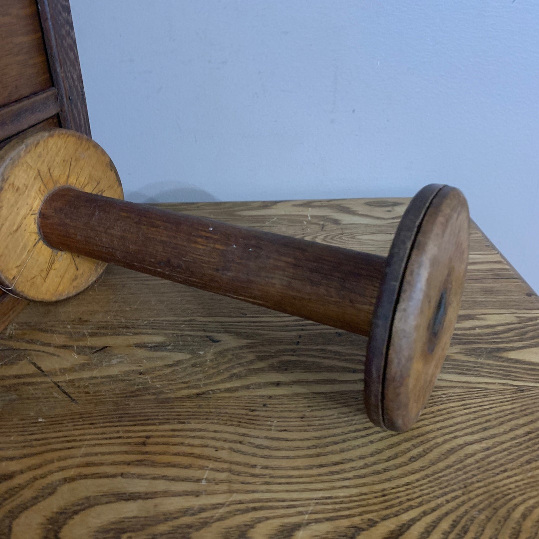 Vintage Wood Spool, 11.5 in Tall Wooden Textile Loom Spool, Industrial ...