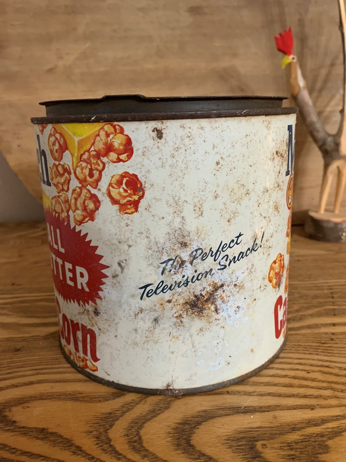 Rustic Grocery Tin Monarch Carmel Corn Red White Advertising | Etsy