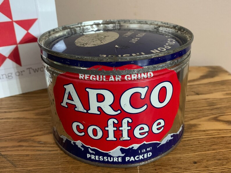 Vintage ARCO Coffee Tin 1 Lb Metal Can W Lid Andresen Ryan - Etsy