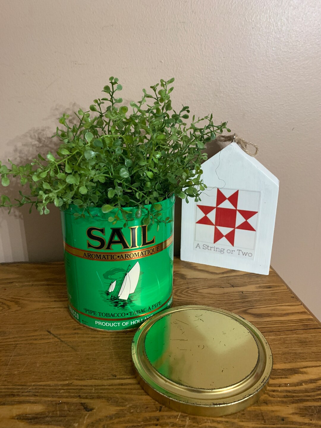 SAIL Pipe Tobacco Tin, Green Gold Can, 5.5 Inches Tall, Upcycle ...