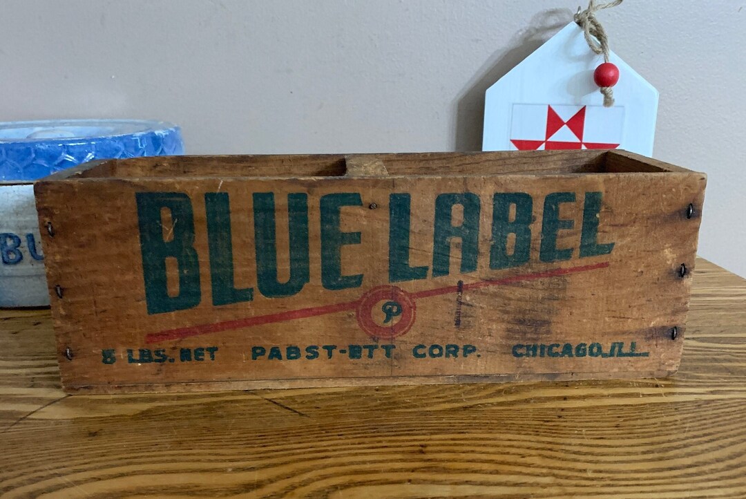 BLUE LABEL Wooden Cheese Box Vintage 5 Pound Size Box Pabst - Etsy