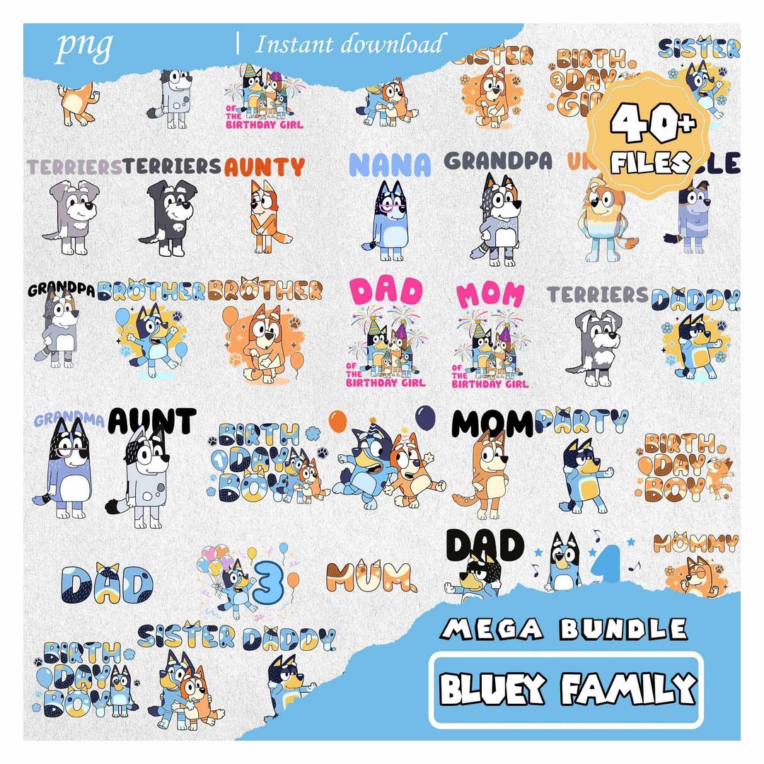 Mega Blue Dog Svg Bundle, Blue Dog Birthday Bundle Blue Dog Family Png ...