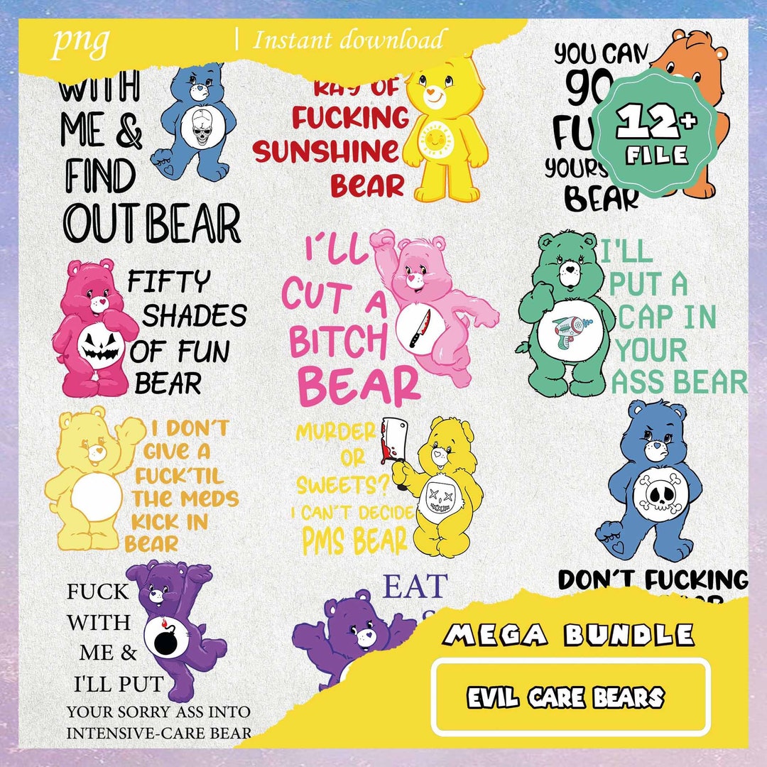 Evil Care Bears, Evil Sassy Rude Sarcastic Funny Care Bears Huge SVG ...