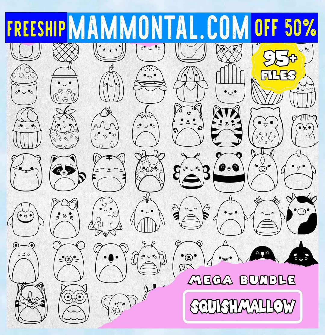 Squishmallow Animals Bundle Svg, Squishmallow Outline Svg, Squishmallow ...