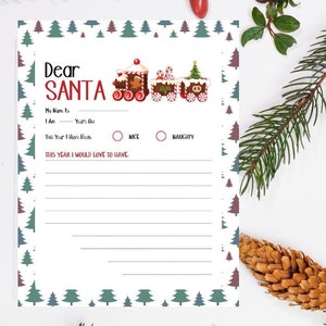 Letter to Santa Printable, Christmas Wish List, Digital Christmas ...