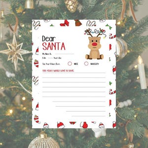 Letter to Santa Printable, Christmas Wish List, Digital Christmas ...
