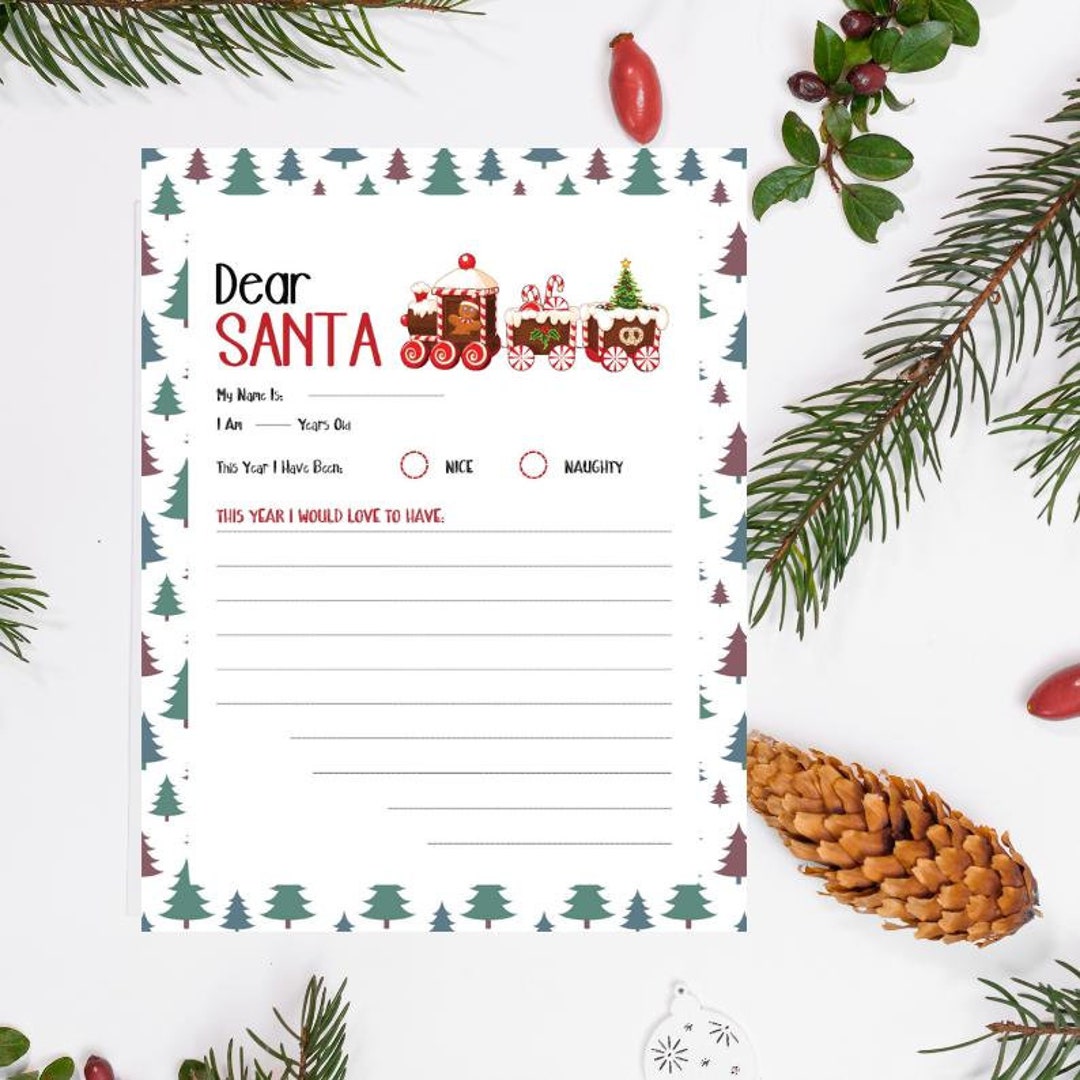 Letter to Santa Printable, Christmas Wish List, Digital Christmas ...