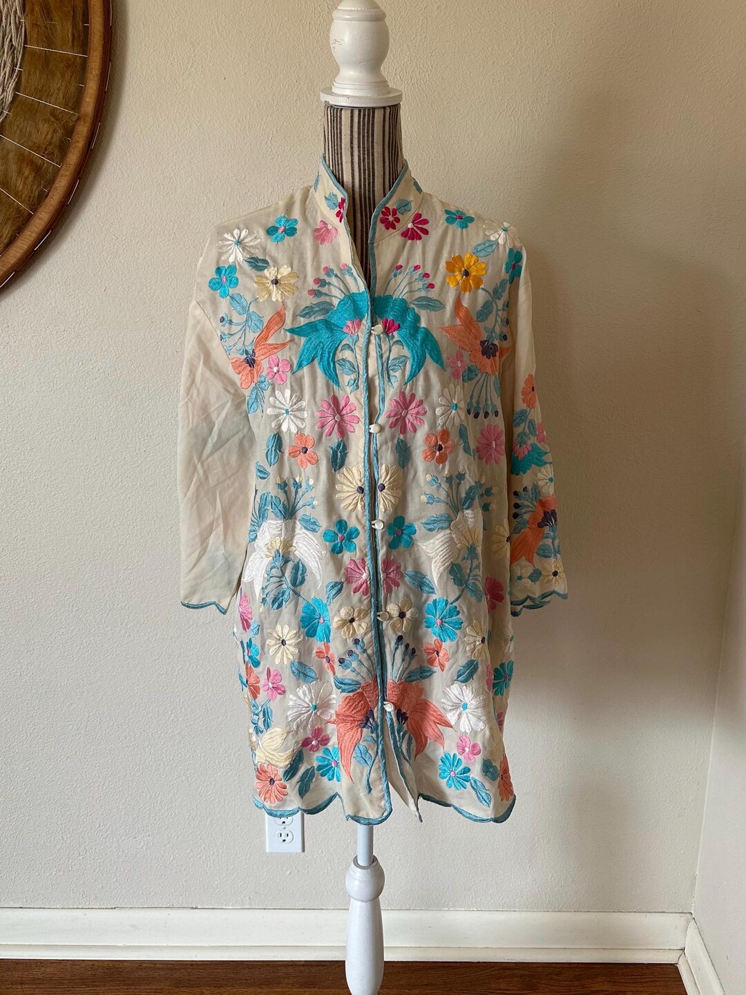 Vintage 70s Leandra Tunic Top Colorful Embroidered Woman's L - Etsy