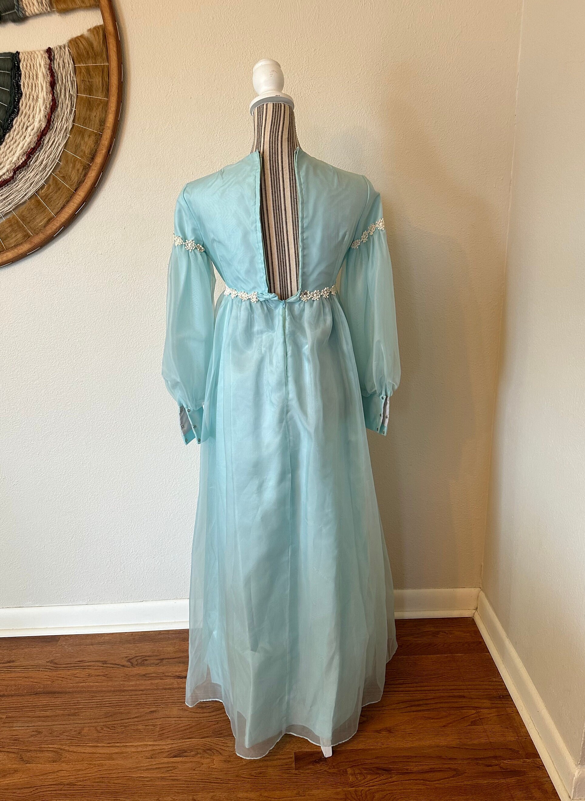 Vintage Lorrie Deb Dress 1960s Edwardian Maxi Puff Sleeve Woman's Small ...