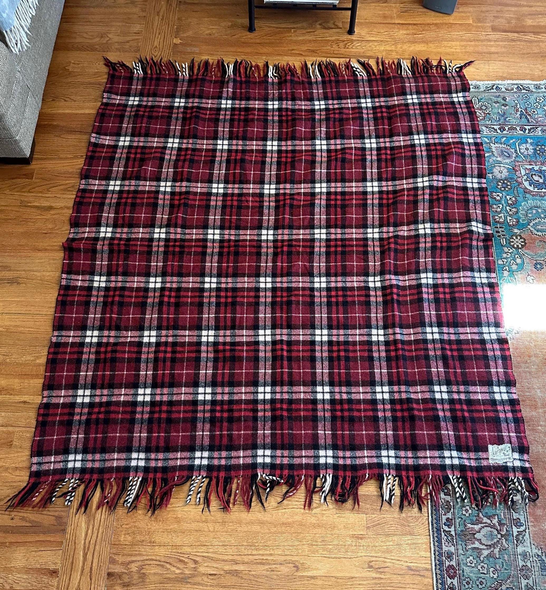 Vintage 50s 100% Virgin Wool Blanket Brownsville Woolen Mills 67x 61 Red Plaid - Etsy