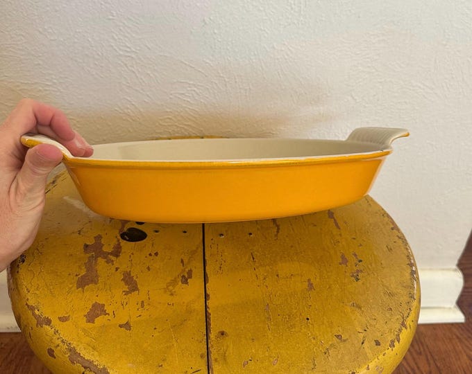 Vintage Le Creuset 28 Cast Iron Casserole Orange Enamel Oval Saffron ...