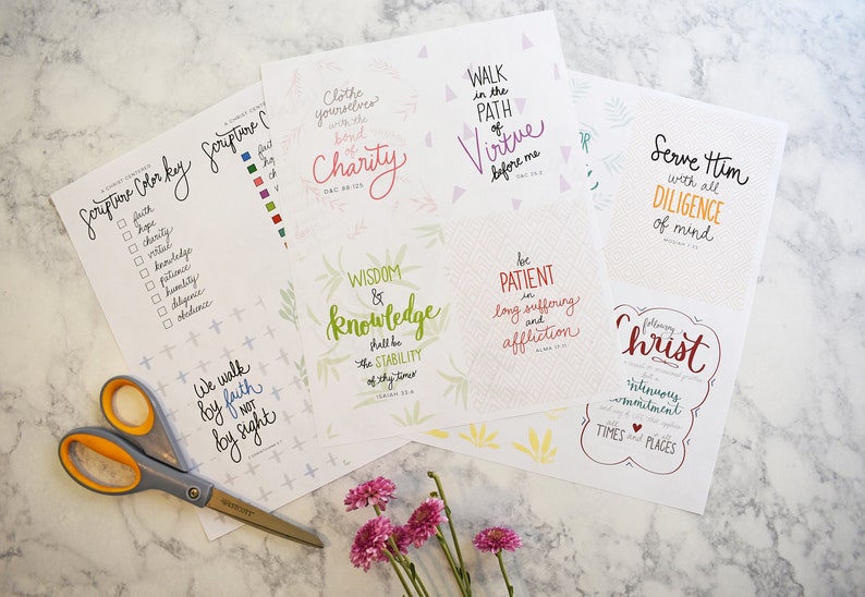 Pretty Study Sheets Scripture Glue Ins, Scripture Inserts, LDS Tools ...