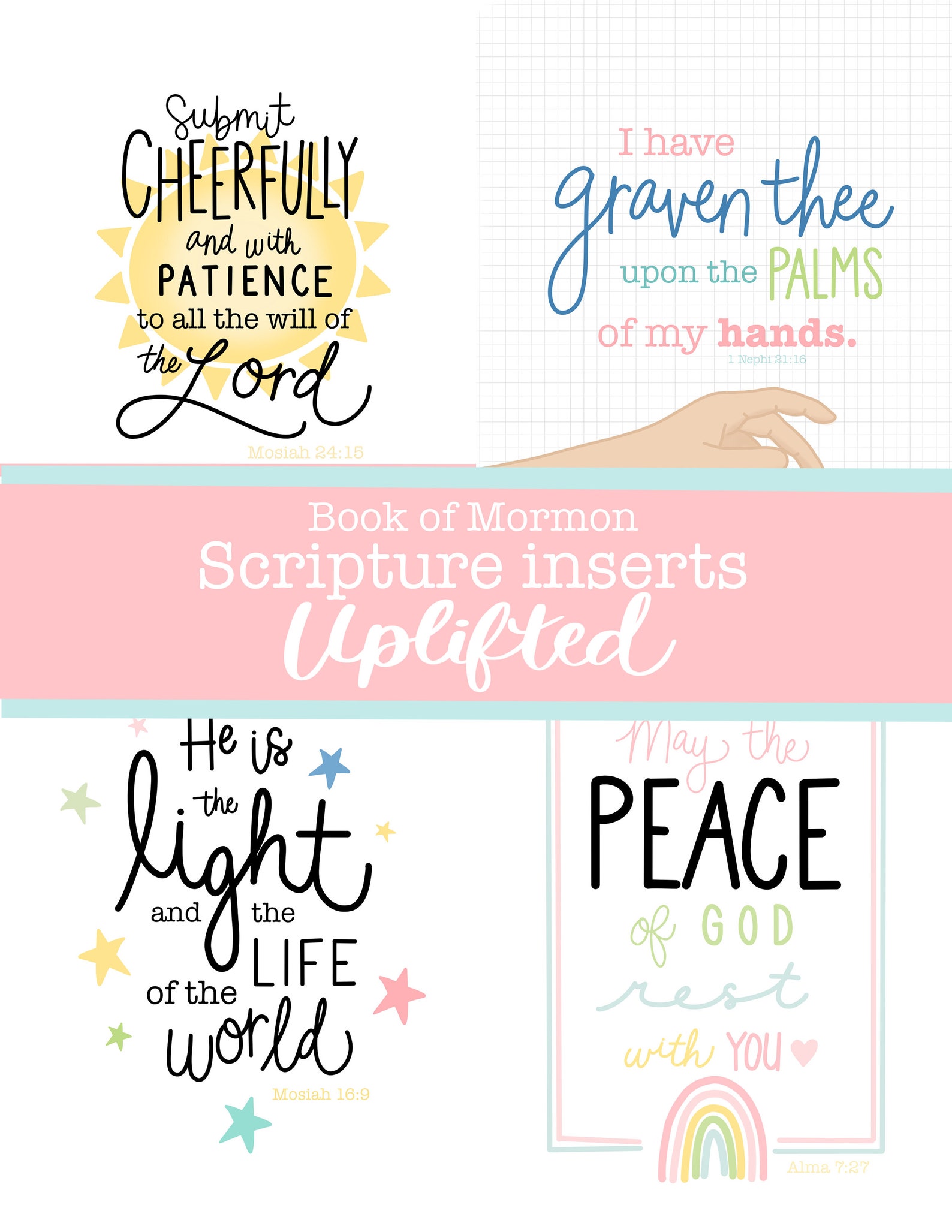 Pretty Study Sheets Scripture Glue Ins, UPLIFTED, Scripture Inserts ...