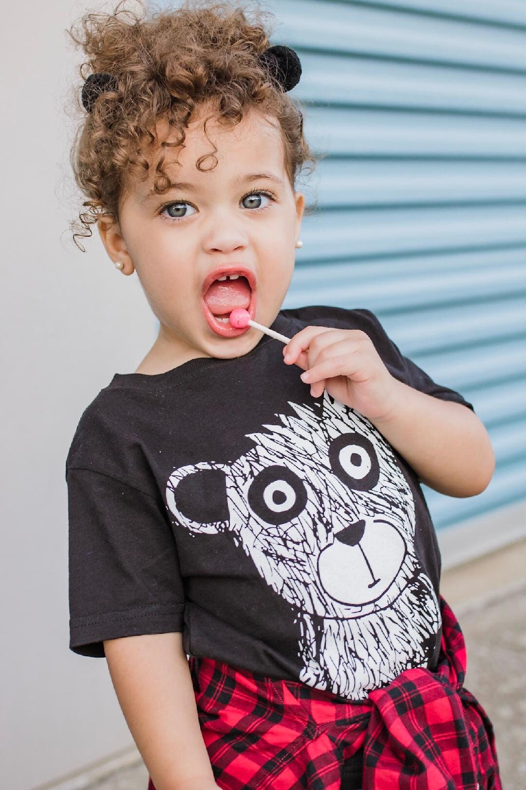 Bella Simone Don't Be Mean Kids Black Bear Graphic-print T-shirt ...