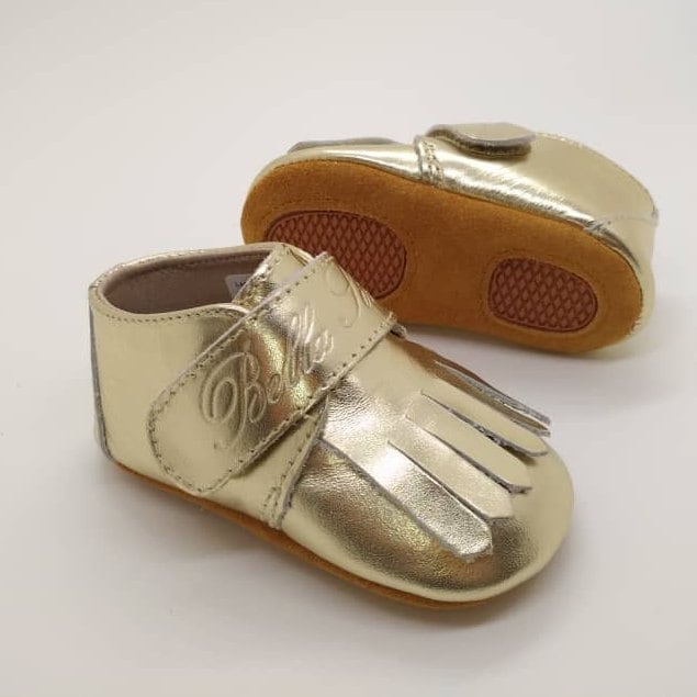 LEATHER LOAFERS! Bella Simone Leather Gold Baby Toddler Infant Kid ...
