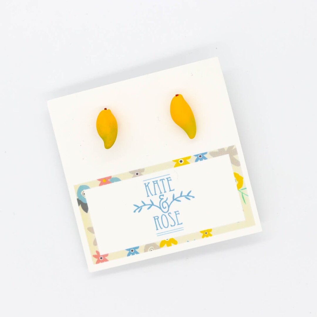 Mango Studs - Miniature Mango Polymer Clay Earrings : Fruit Salad ...