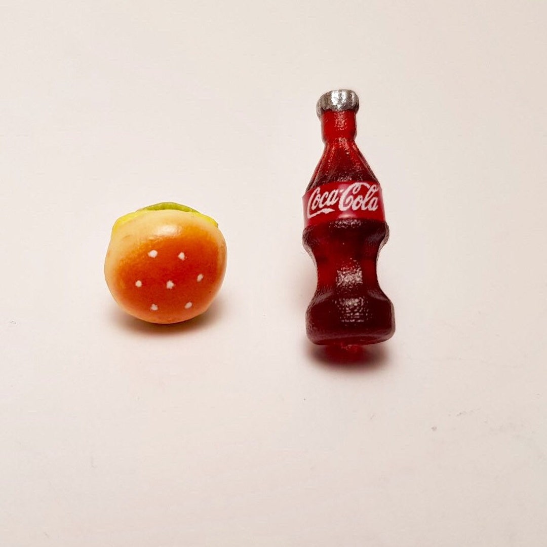 Miniature Hamburger & Coca Cola Stud Earrings: Polymer Clay Junk Food ...