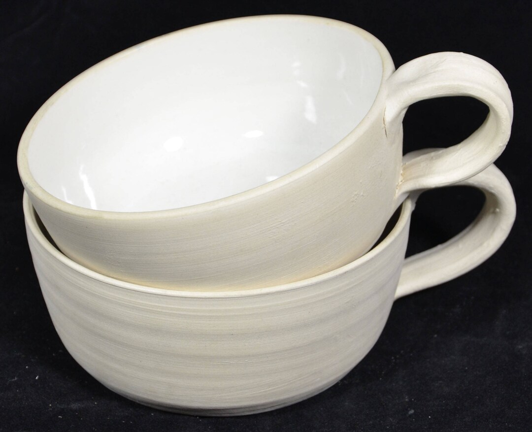Set of 2 Soup Bowls - Buff and White - Etsy