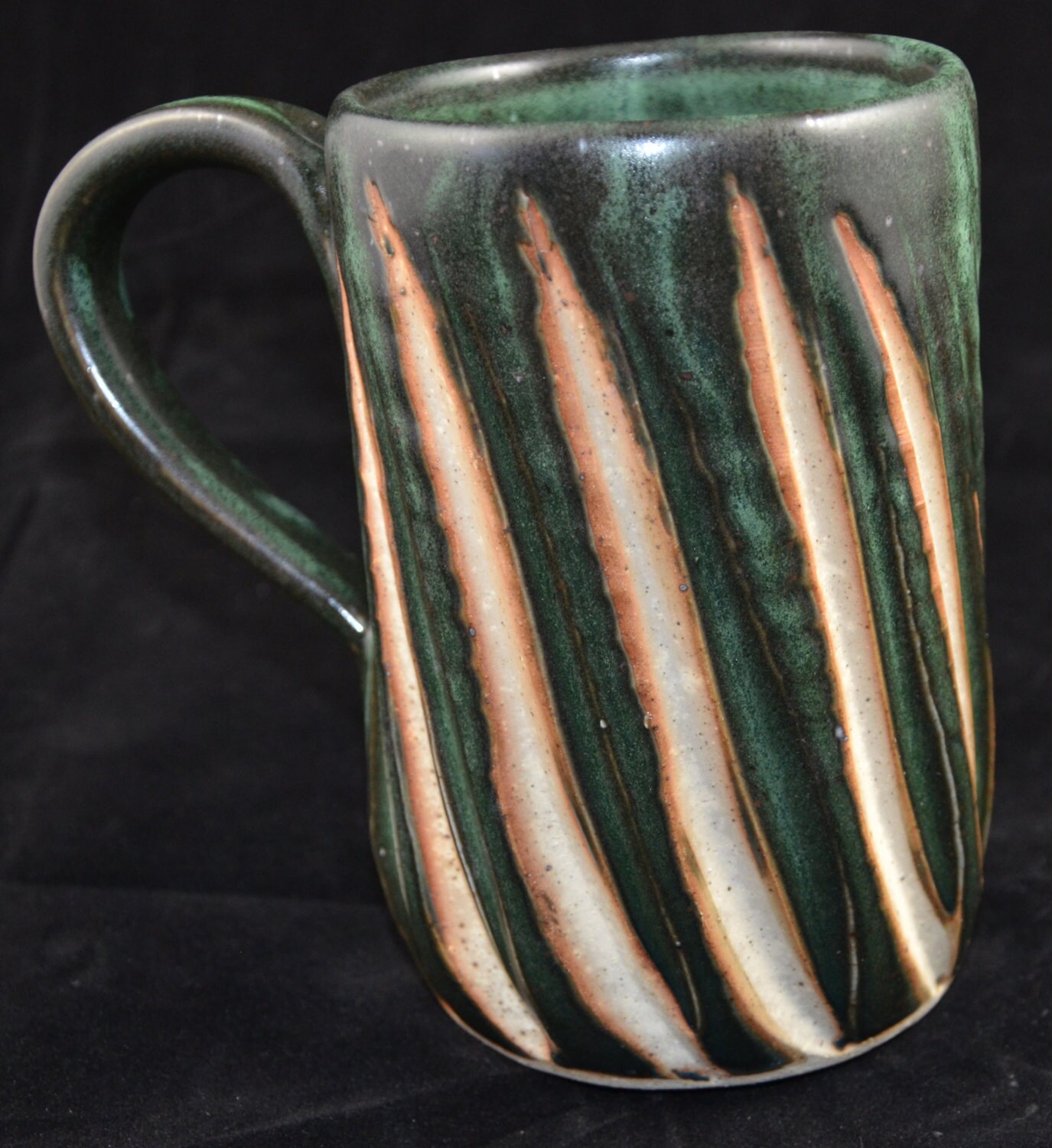 Large Carved Green Mug - Etsy