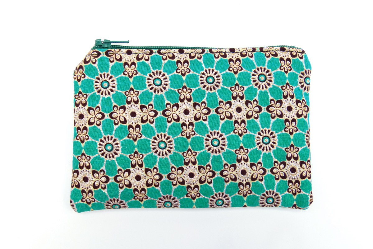 Handmade Purse in Emerald Green Fabric With Black Details & Gold ...