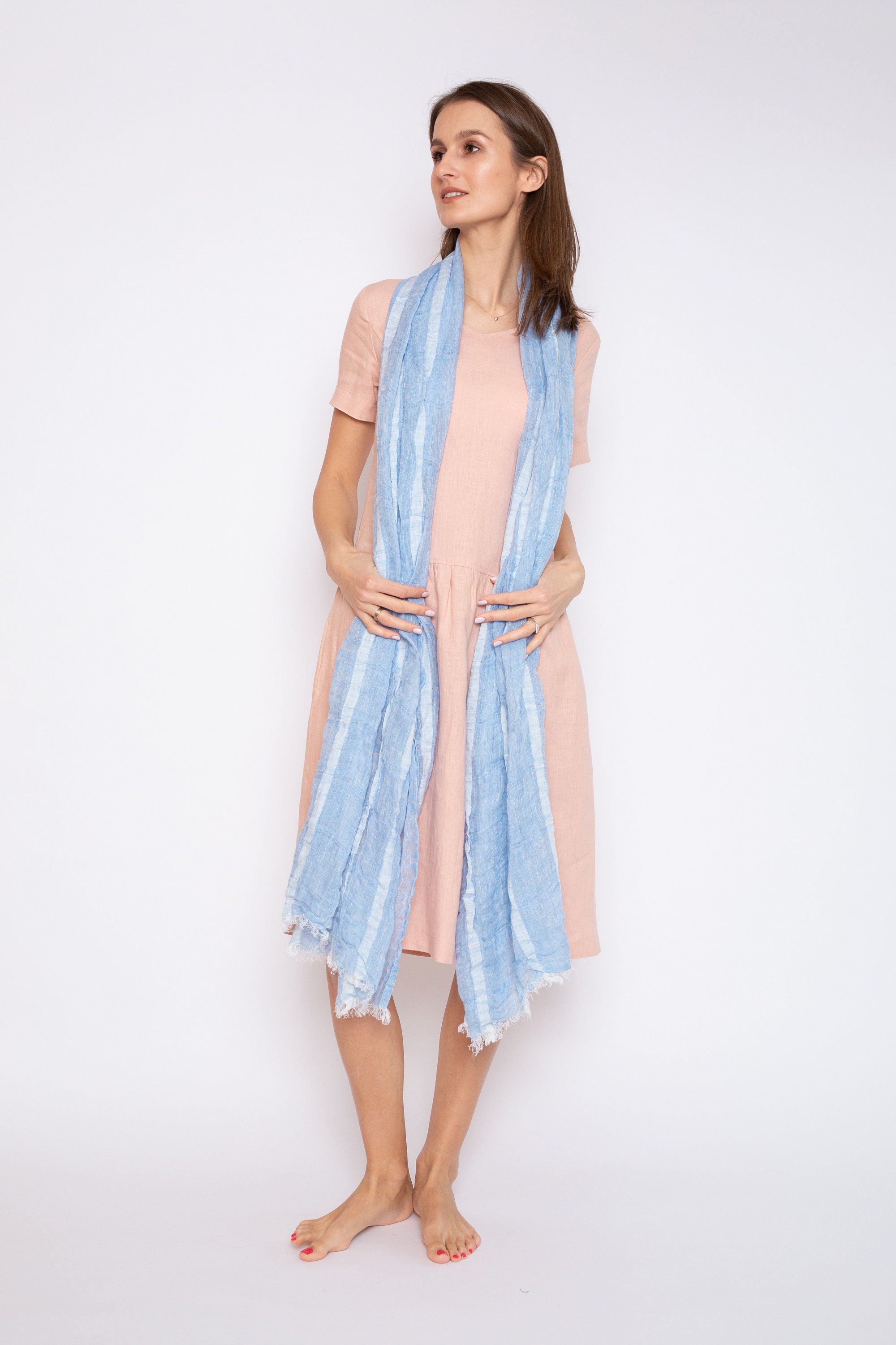 READY TO SHIP Extra Long Linen Scarf With Fringes - Etsy UK