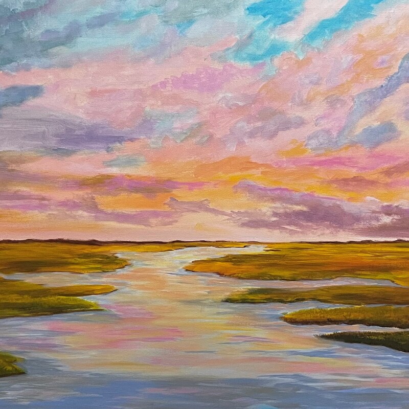 Pink Marsh Painting - Etsy