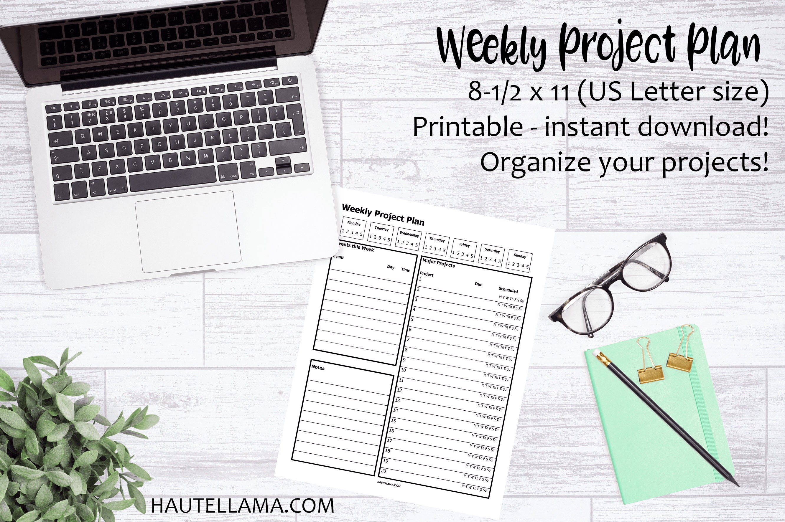 Weekly Project Planner - Perfect to Organize All Your Important ...
