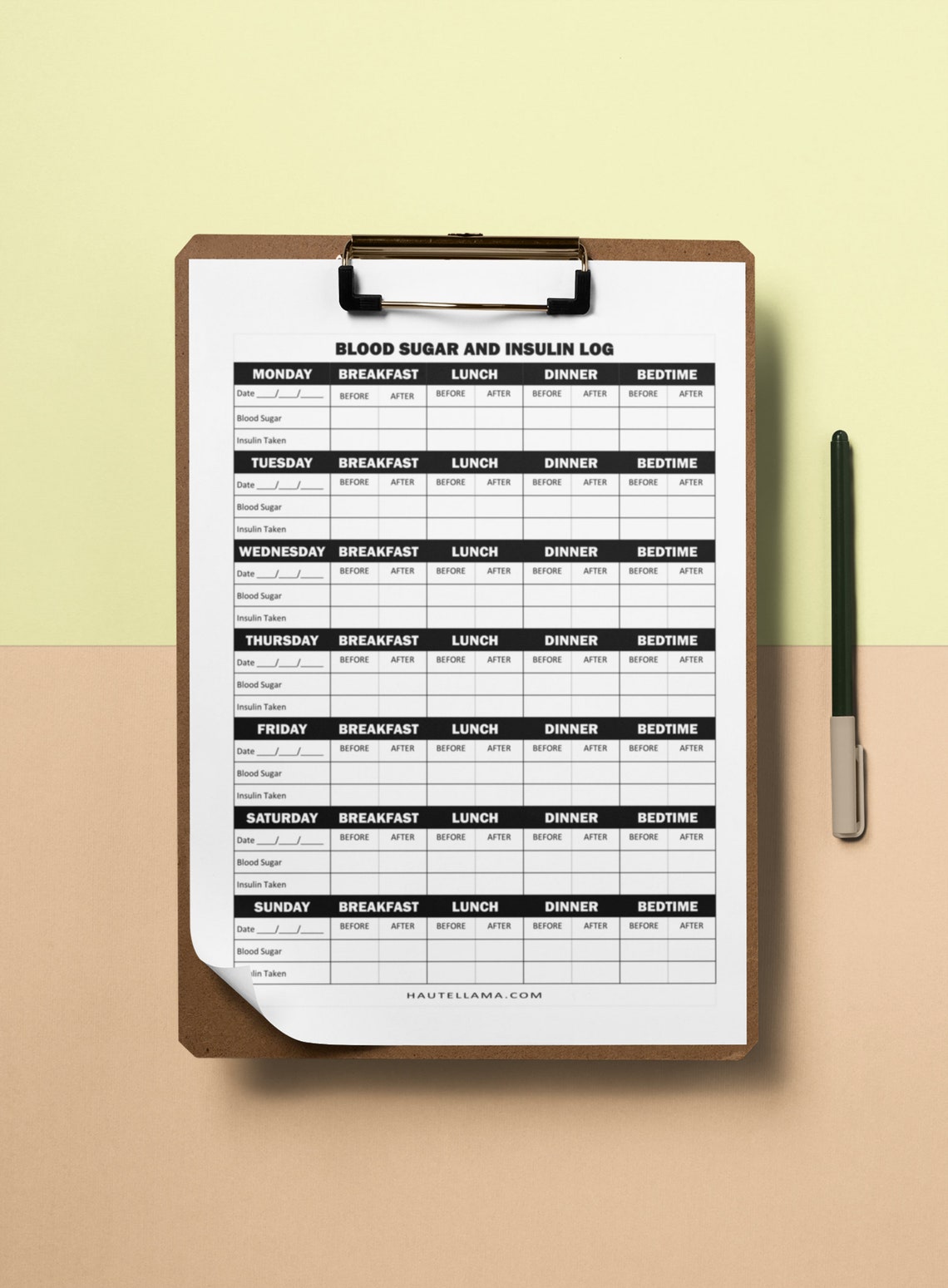 Blood Sugar and Insulin Diabetes Tracking Log Sheet Printable - Etsy
