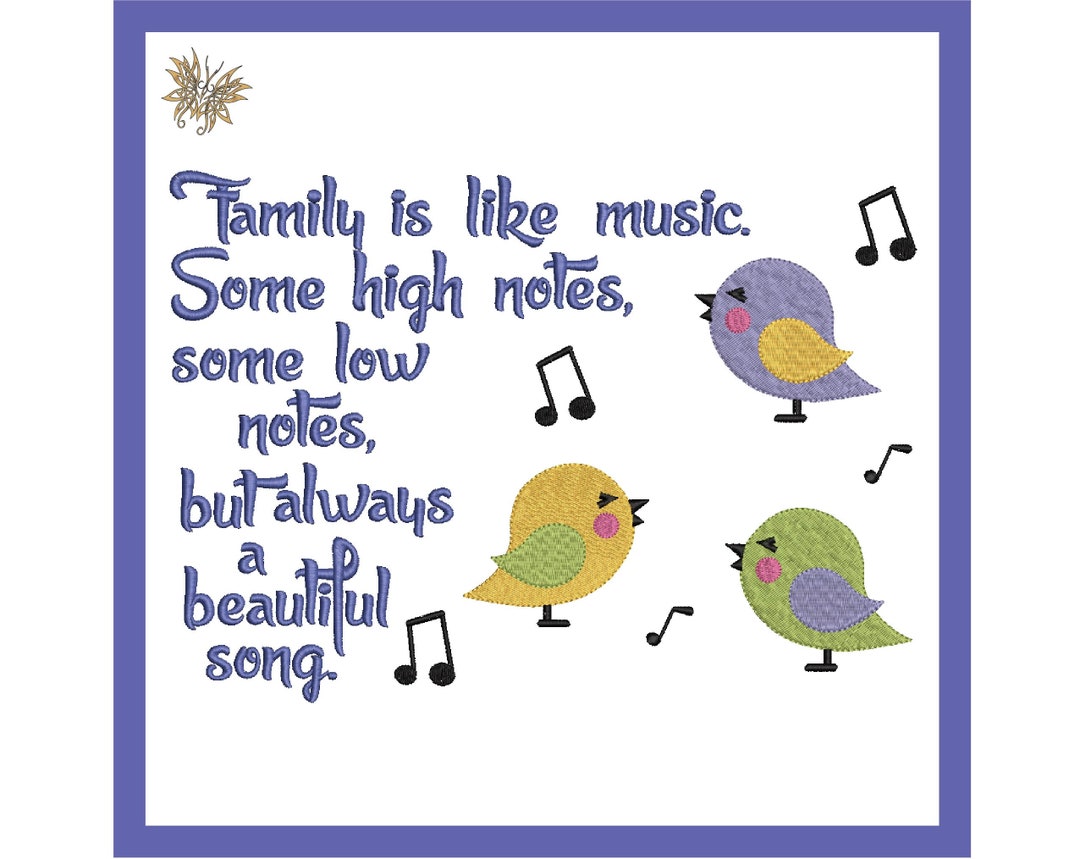 Music Notes With Singing Birds Machine Embroidery Files for DIY She ...