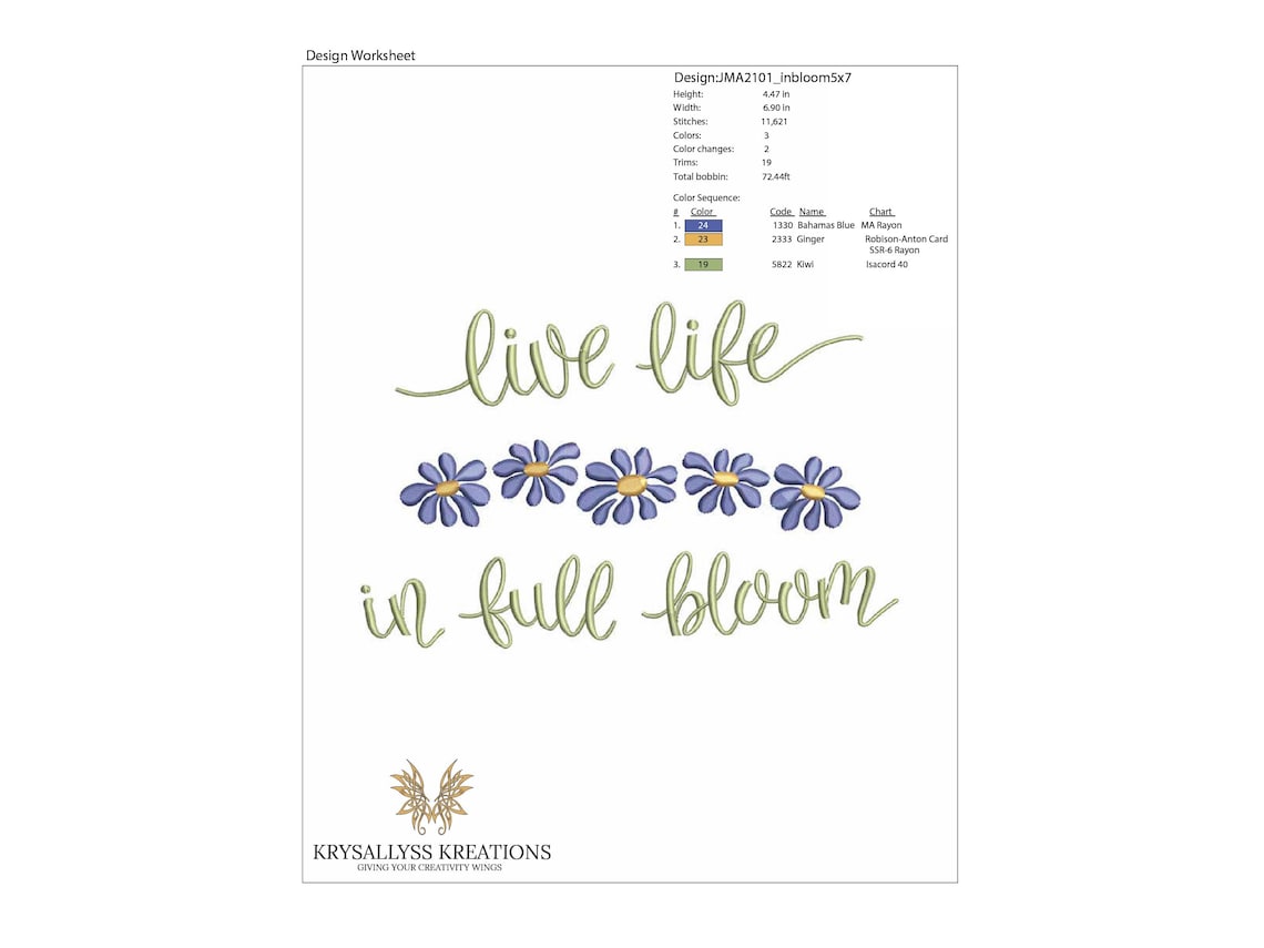 Live Life Machine Embroidery Design for Inspirational Adult | Etsy