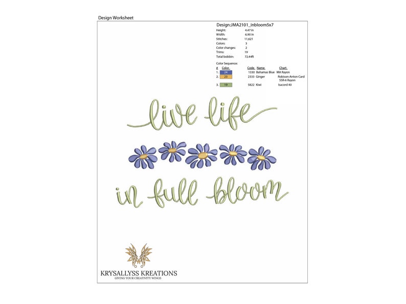 Live Life Machine Embroidery Design for Inspirational Adult | Etsy