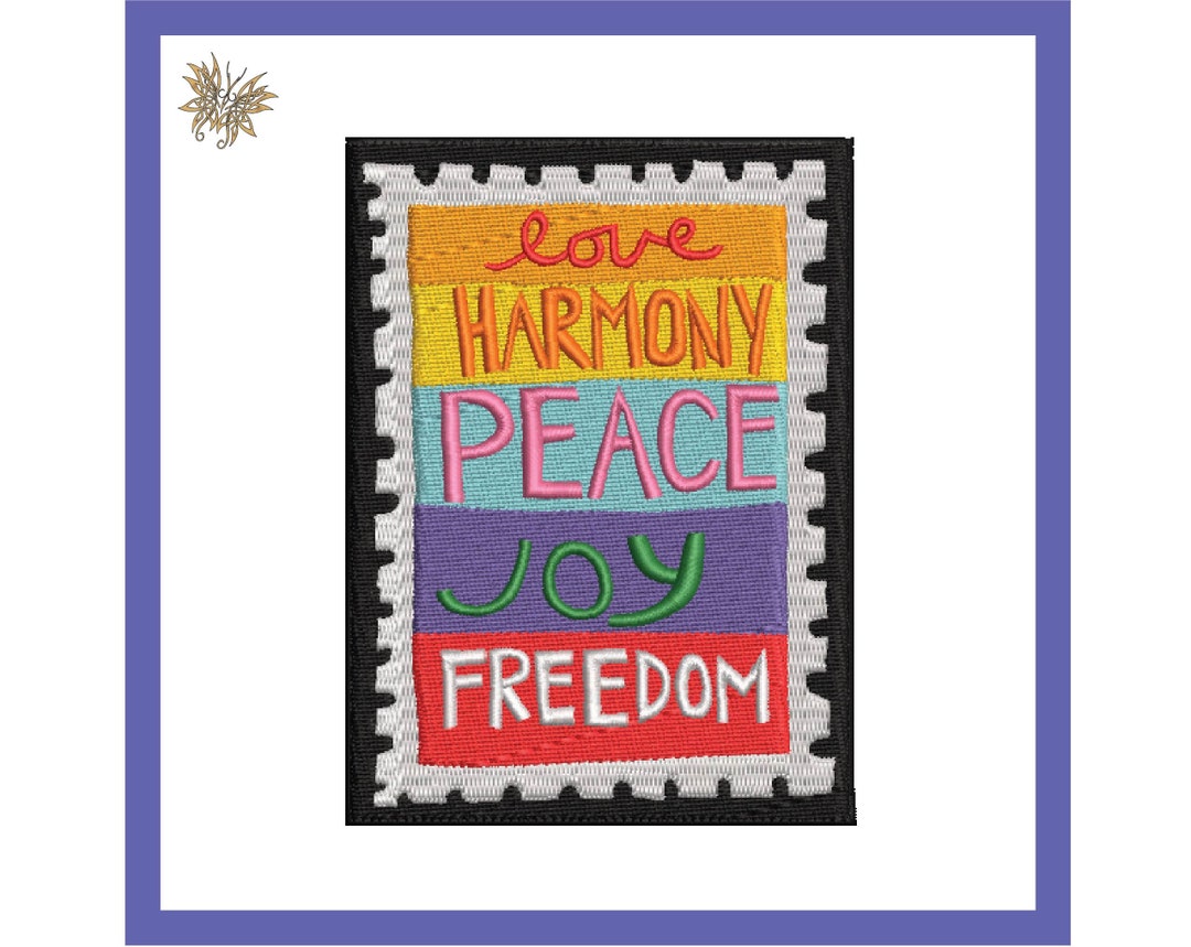 Word Stamp Machine Embroidery Design, DIY Embroidered Patch for Retro ...