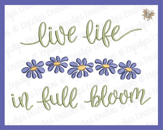 Live Life Machine Embroidery Design for Inspirational Adult - Etsy