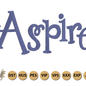 Aspire Word Art Machine Embroidery Design for Inspirational Positive ...