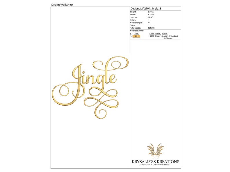 Jingle Elegant Script Word Embroidery Design in 6 Sizes and 8 - Etsy