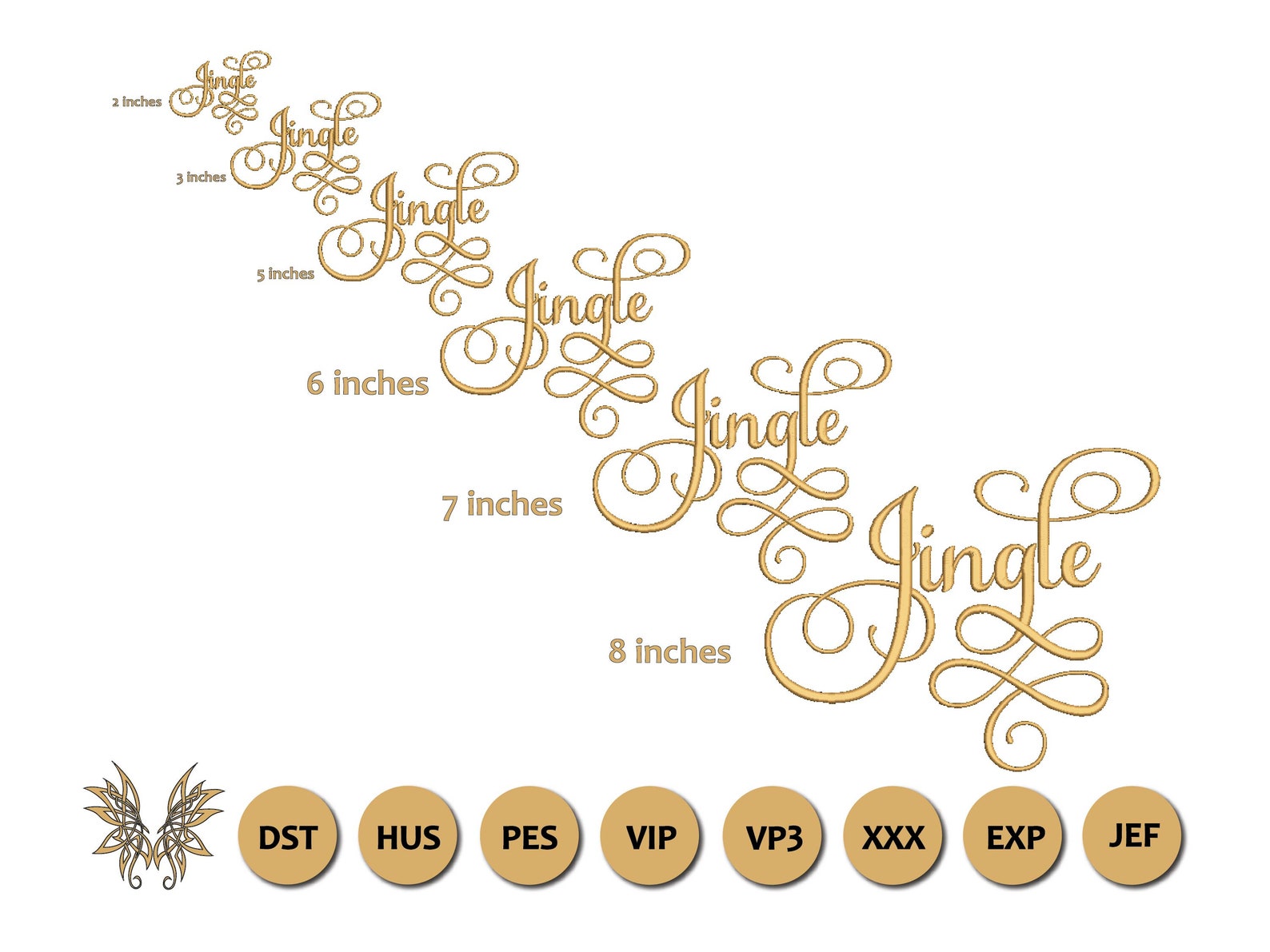 Jingle Elegant Script Word Embroidery Design in 6 Sizes and 8 - Etsy
