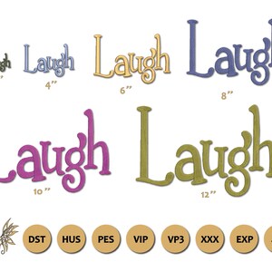 Laugh Word Art Machine Embroidery Design for Inspirational Positive ...